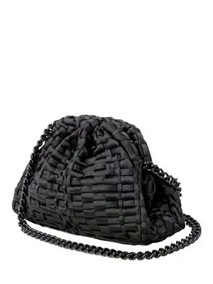 Maria La Rosa Woven-texture Clutch With Chain Strap - Black