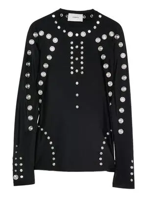 Coperni Metal-embellished Long-sleeve T-shirt - Black
