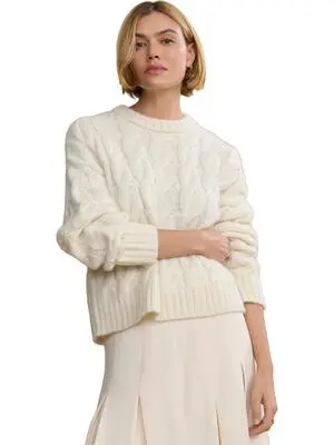 Jenni Kayne Cable Serena Crewneck - Ivory