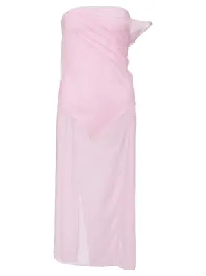 COURREGES Courrèges Draped Sheer Jersey Crêpe Midi Dress - Pink