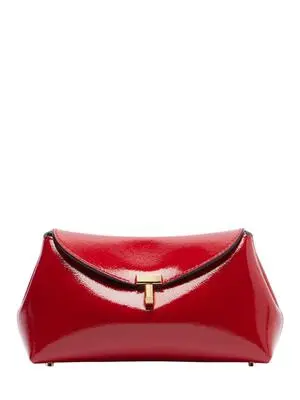 TOTEME T-Lock Mini Patent Leather Clutch Red