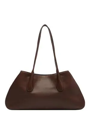 THE ROW Alger Medium Leather Shoulder Bag Brown