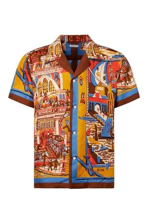 BODE Manhattan Island Printed Silk Bowling Shirt - Multicoloured