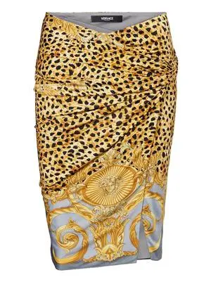 VERSACE Printed Gathered Jersey Miniskirt