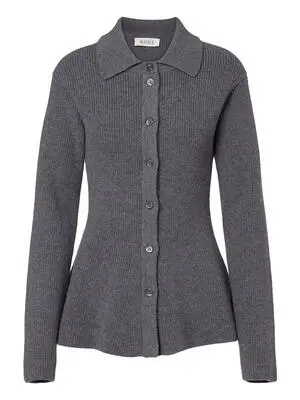 RÓHE Ribbed-knit Wool And Cashmere Cardigan - Grey