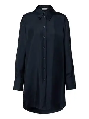 RÓHE Oversized Silk Satin Shirt - Blue