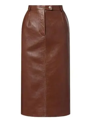 Prada Leather Pencil Skirt - Brown