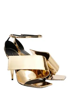 Givenchy Sliced Square 90 Patent Leather Sandals - Gold