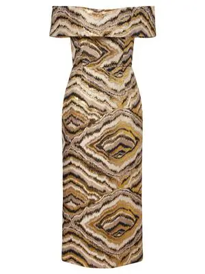 MARKARIAN Gloria Off-shoulder Jacquard Midi Dress - Multicoloured