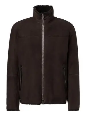 Herno Shearling-trimmed Suede Jacket - Brown