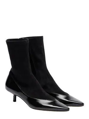 Jacquemus Tourni Leather And Suede Ankle Boots - Black