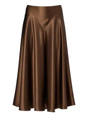 Altuzarra Ames Silk Satin Midi Skirt - Brown