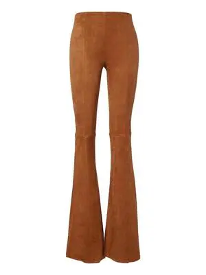Stouls Gege High-rise Suede Flared Pants - Brown
