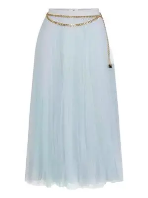 Elisabetta Franchi Pleated Chain-belt Midi Skirt - Blue
