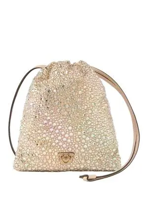 Pinko Crystal-embellished Drawstring Clutch - Neutrals