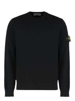 Stone Island Stretch Rws Wool Knit Crewneck - Black