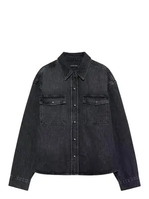 ANINE BING Paxton Double-pocket Denim Shirt - Black