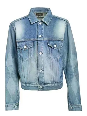 MASU Diamond-pattern Denim Jacket - Blue