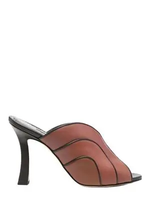 Manolo Blahnik 100mm Nikabo Leather Panelled Sandals - Brown