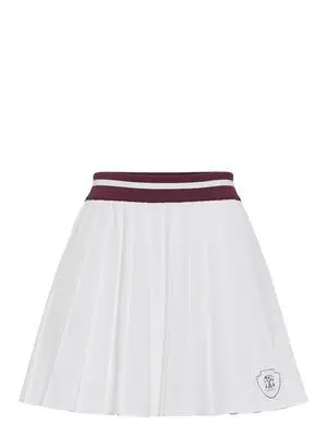 Brunello Cucinelli Techno Poplin Pleated Mini Skirt - White