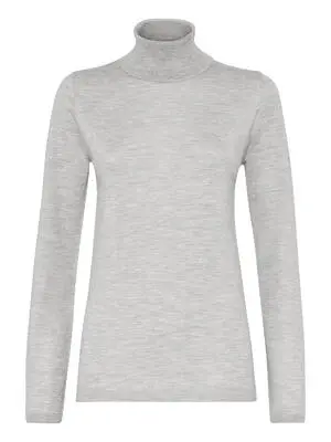 Brunello Cucinelli Cashmere And Silk Rollneck Sweater - Grey