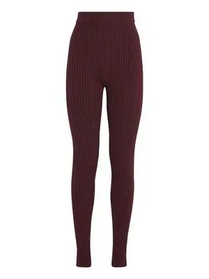 Max Mara Wool-blend Rib-knit Leggings - Red
