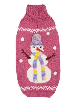 ALQO WASI Alpaca-blend Snowman Dog Sweater - Pink