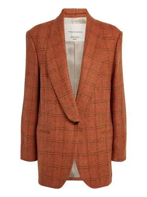 Max Mara Wool-blend Check Blazer - Yellow