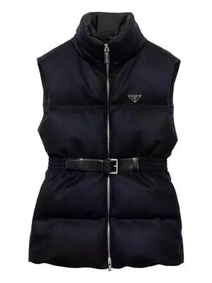 Prada Padded Triangle-logo Gilet - Blue