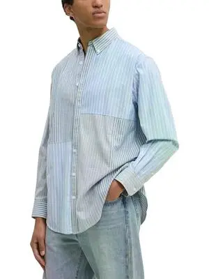 Desigual Striped Panelled Shirt - Blue