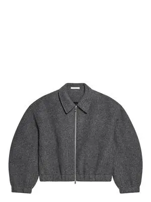 Helmut Lang Wool Bonded Full-zip Bomber Jacket - Gry Mel/bl