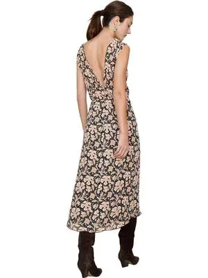 Banana Republic Low-Back Midi Dress Ivory Floral Paisley