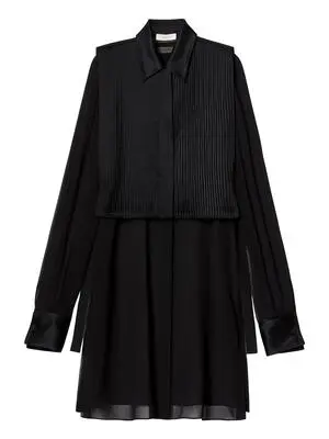 Lafayette 148 New York Silk Tunic Blouse With Tuxedo Vest - Black