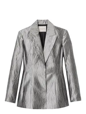 Lafayette 148 New York Metallic Jacquard Fitted Blazer - Silver