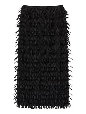 Lafayette 148 New York Ribbon Fringe Midi Pencil Skirt - Black