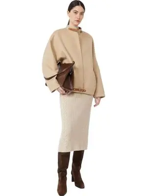 Max Mara Cashmere, Camel, And Silk Bomber Jacket - Beige