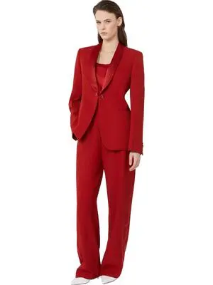 Max Mara Gabardine Wool Blazer - Red