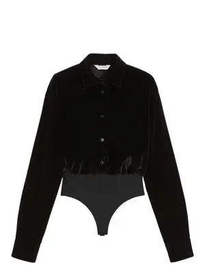 Max Mara Velvet Bodysuit Shirt - Black