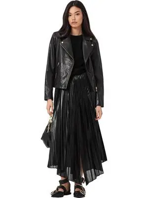 ALLSAINTS Jax Pleated Midi Skirt Black