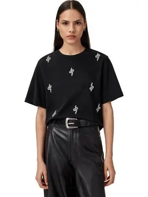 ALLSAINTS Rhea Embellished Lisa T-shirt - Black