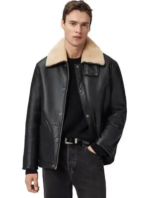 ALLSAINTS Deunia Shearling Coat - Black/sand