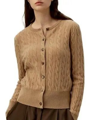 Lilysilk Baby Cashmere Cable-knit Cardigan - Camel