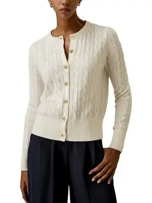 Lilysilk Baby Cashmere Cable-knit Cardigan - White