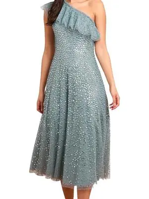 NEEDLE & THREAD Dappled Sequin Ballerina Dress - Thistle Blue