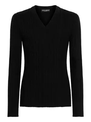 Dolce & Gabbana Wool V-neck Sweater - Black