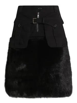 Dolce & Gabbana Midi Skirt With Fur - Black