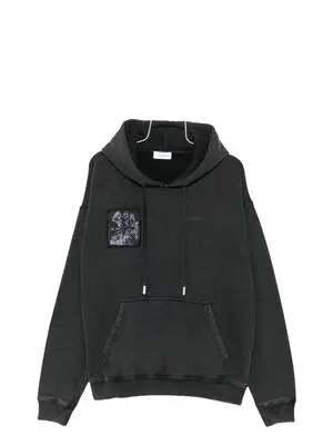 Off-White Faded Painting Skate Cotton Hoodie - Black