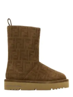 Fendi FF Leather Biker Ankle Boots Ff