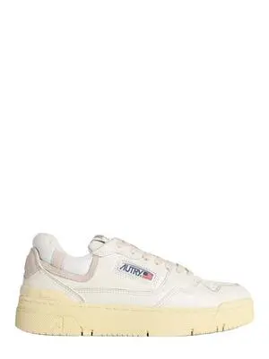 AUTRY Clc Low Leather And Suede Sneakers - White
