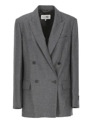 MAISON MARGIELA Double-breasted Virgin Wool Blazer - Grey